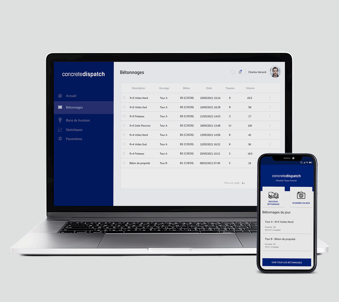 Application de suivi du béton sur chantier | Concrete Dispatch